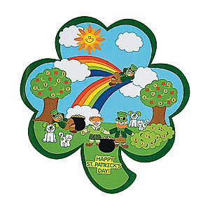 Fun Express Shamrock St. Patrick's Day Sticker Scenes (Makes 12) Kids DIY Arts & Crafts, Classroom Supplies