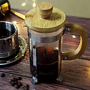Sivaphe 12 oz French Press Coffee/Tea Maker Single Cup Espresso Press Stainless Steel Filter 0.35L High Borosilicate Carafe Durable Bamboo Handle Small Coffee Maker