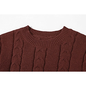 CHARTOU Women's Winter Chunky Cable Knit Long Skirt 2 Piece Outfit Sweater Sets (X-Large, Wine Red)