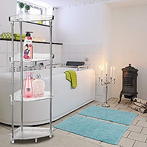 Decdeal 4-Tier Corner Storage Shelf Organizer for Cosmetics, Bathroom Countertop, Vanity Tray, Kitchen Standing Shelf