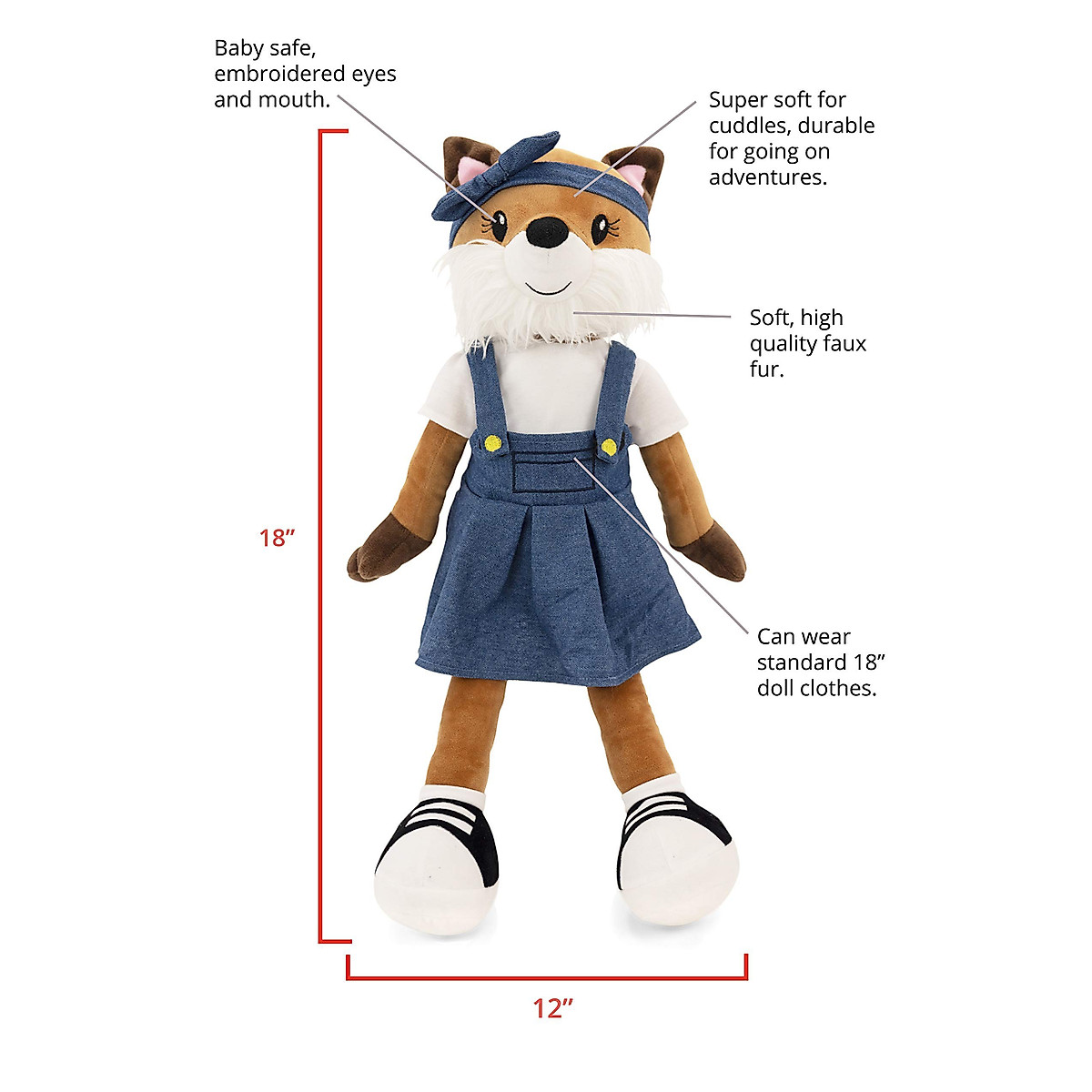 Plushible Soft Baby Doll, 18 Inch Fox - Plush Rag Doll with 2 Clothing Sets, My First Plush Toy for Girls, Boys & Infants, Soft Baby Stuffed Toy, Adorable Companion for 1 Year Old & Up