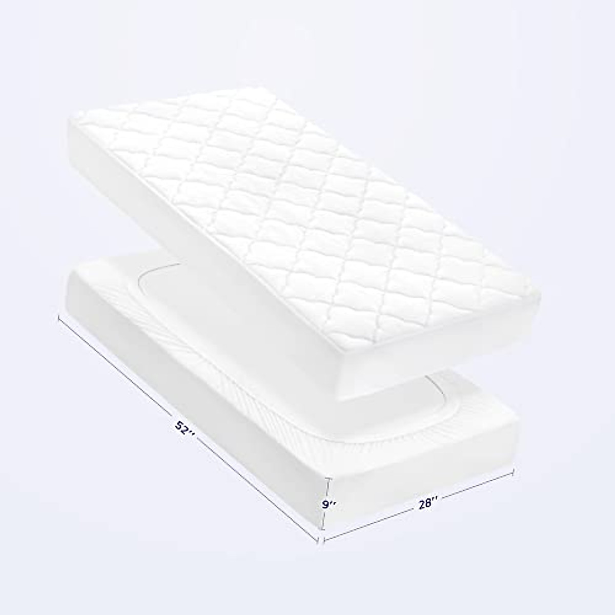 SLEEP ZONE Waterproof Crib Mattress Protector Pad - Quilted, Fitted Baby Mattress Cover 28"x52" - Soft Breathable Toddler Mattress Pad Noiseless Infant Bed Topper - Deep Pocket 14"