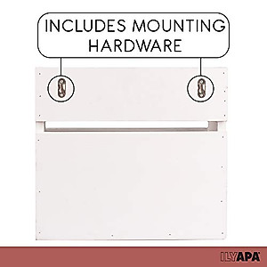 Ilyapa Key and Mail Holder for Wall - Mail Organizer Wall Mount with Shelf - Rustic White Wooden Decorative Wall Key Holder with 5 Metal Hooks | American Family-Owned Business