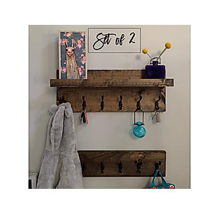 Coat Rack SET of 2 (Choose your Length) Towel RackEntryway Organizer Wall Mounted