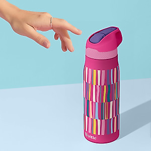 Ottle Cove Cruiser Stainless Steel Water Bottle - 24 oz Insulated Flask with Leak Proof Lid BPA-Free - Reusable Gym Water Bottle for Travel, Camping & Sports - Candy Stripes Allover