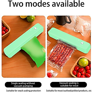 Vacuum Sealer - Automatic Food Vacuum Sealer with LED Indicator, Food Vacuum Sealer for Food Preservation Airtight Packaging System, Compact Design (Green)