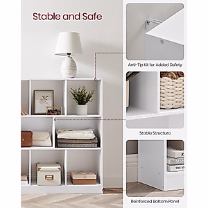 VASAGLE Bookshelf, Bookcase, Book Shelf, Storage Shelf, with 11 Storage Compartments, for Study, Bedroom, Living Room, White ULBC054T14