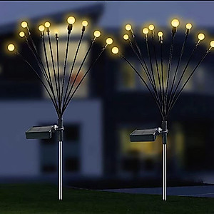 SUHERCBD Solar Garden Lights - New Upgraded Solar Swaying Light,2 Pack10 LED Solar Firefly Lights, Sway by Wind, Solar Outdoor Lights for Yard Patio Walkway Decoration, Warm White