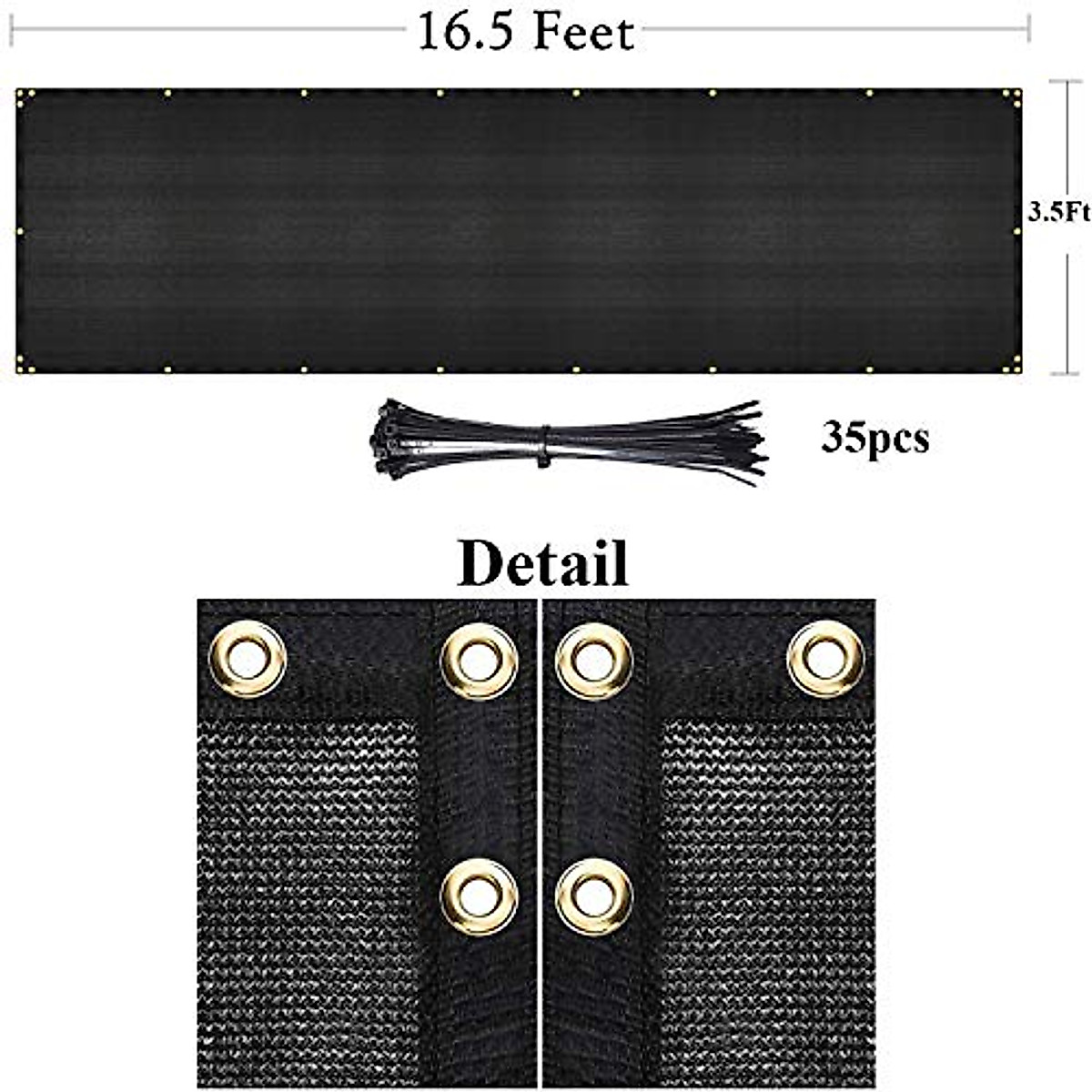 DearHouse Balcony Privacy Screen Cover, 3.5ft x16.5ft Privacy Screen Balcony Shield for Porch Deck Outdoor Backyard Patio Balconys, Includes 35 pc Cable Ties