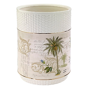 Avanti Linens - Waste Basket, Tropical Inspired Bathroom Accessories, Decorative Trash Can for Home or Office (Colony Palm Collection)