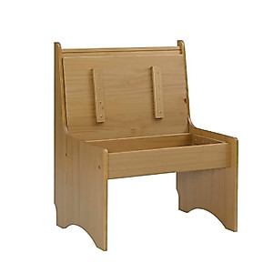 Linon Delk Pine Wood Small Back Rest Bench in Honey