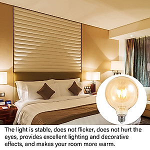LED Bulbs 60 Watt Equivalent, 2 Pack 6W G125 LED Globe Bulbs, Antique Vintage Light Bulbs Amber, E26 LED Edison Light Bulb, 2700K 800LM Warm White, E26 Standard Base, Non-Dimmable
