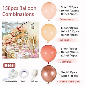 Boho Balloon Arch Kit 158pcs Dusty Rose Balloon Garland Dusty Pink Nude Brown Cream Peach Chrome Rose Gold Balloon Garland Kit for Baby Shower Bridal Wedding Birthday Party Decorations