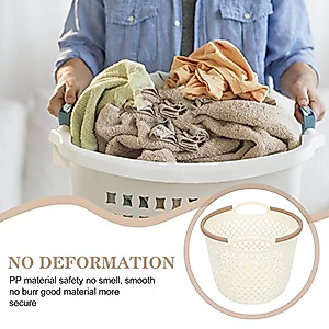 Plastic Laundry Basket Laundry Hamper Reusable Plastic Clothing Basket with Handles Dirty Clothes Storage Organizer for Sundries Throws Pillows Towels Dirty Clothes Hamper
