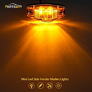 Partsam 8pcs 2.5" Oval Side Fender Marker Light Red/Amber Clear Lens Universal Surface Mount 2 LED Light, Truck Boat Trailer Sealed Mini Trailer Clearance Identification Lights(4 Red+4 Amber)