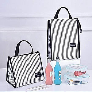 Pack of 2 Insulated Lunch Bag for Women Men, Stylish Lunch Tote Bag, Medium + Large Handbag with Zipper Lunch Box for Work, School, Shopping