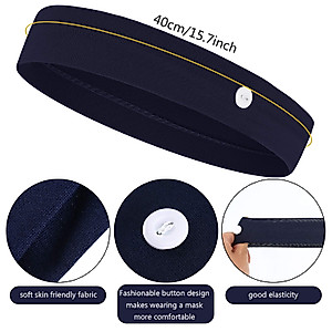 WILLBOND 16 Pieces Elastic Headbands with Button Yoga Sports Headband Sweatband Non Slip Nurse Headbands Multicolored Ear Protection Holder for Men Women Friends (Button Style)