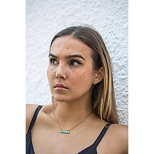 SOFYBJA Adjustable Turquoise Howlite Bar 18K Gold Chain Bohemian Necklace for Women Horizontal Bar Delicate Gemstone Pendant Minimalist Boho Jewelry