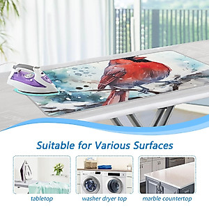 GOODOLD Christmas Bird Ironing Mat Portable Travel Ironing Pad for Washer,Dryer,Table Top, Iron Board Alternative Cover, Large Heat Resistant Ironing Blanket