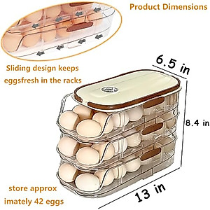 mohaijituan 2024 New Egg Holder for Fridge, Automatic Rolling Egg Container for Refrigerator, Clear Stackable Egg Dispenser,Detachable Portable Space-Saving Egg Dispenser Holder (2 rows 3 Tier)
