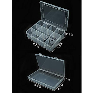 UHOUSE 7 Pack Plastic Organizer Container,Plastic Storage Box with Adjustable Dividers for Jewelry Toy Cosmetics Craft Fuse Beads Nuts Pills Tackle and Screwdriver