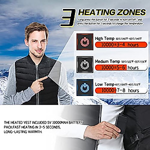 AGGSKAL Heated Vest for Men&Women with Battery Pack,Lightweight Warm Vest USB Rechargeable for Skiing, Hiking, Fishing (Black, 2X-Large)