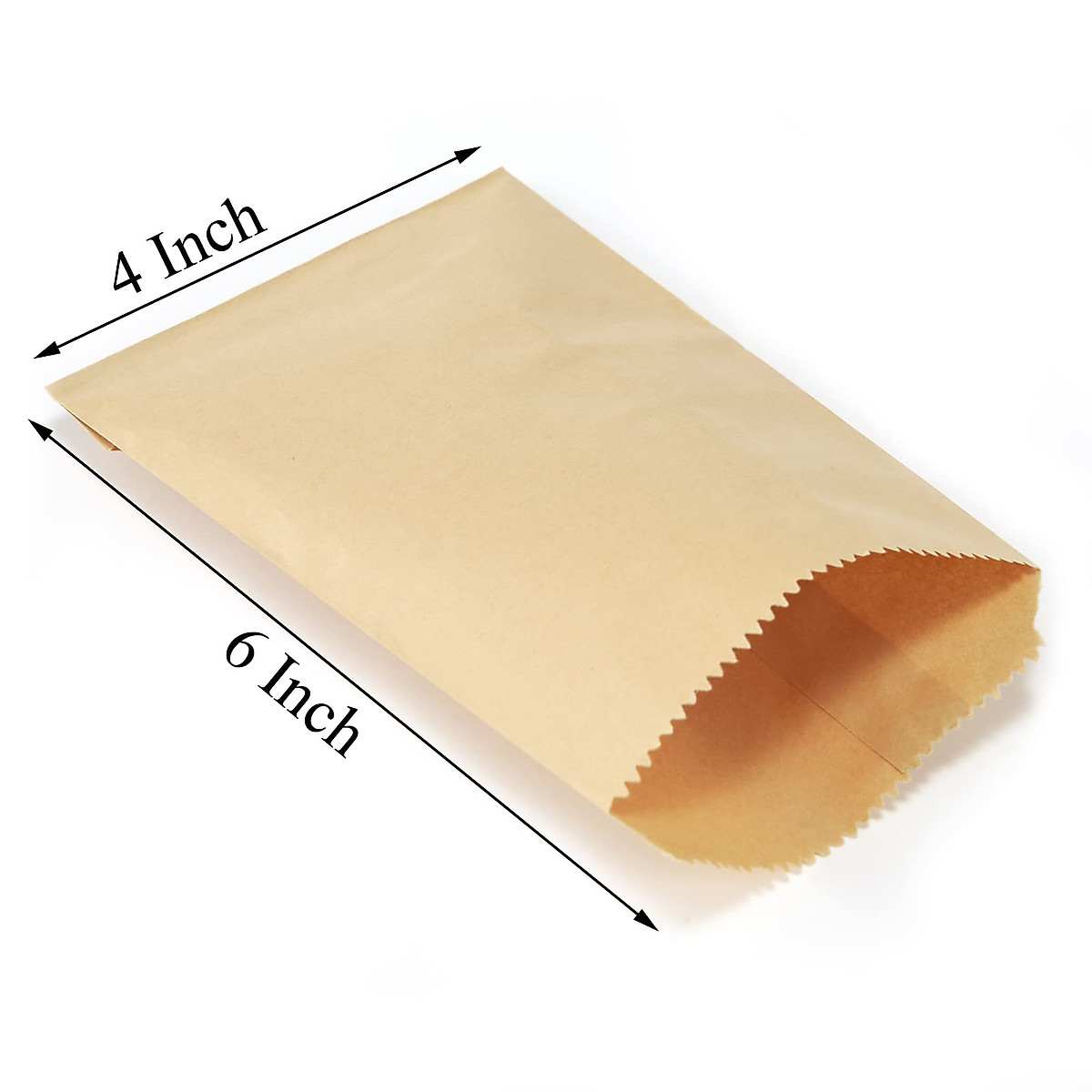 FOCCIUP 100 Pack Brown Kraft Paper Bags 4x6 Inches Flat Envelopes Merchandise Bags for Party Favor Treat Bags