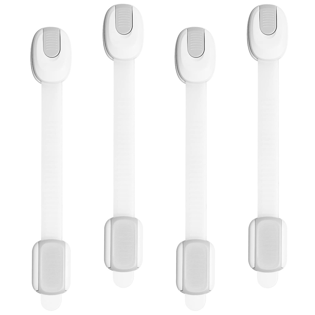 Mum & Cub Child Safety Locks, Baby Proofing Latches for Cabinet, Drawer, Toilet, Refrigerator, Oven, Dresser and More, Strap Design, Strong Adhesive, Easy to Use (4 Locks, 4 Outlet Plug Covers)