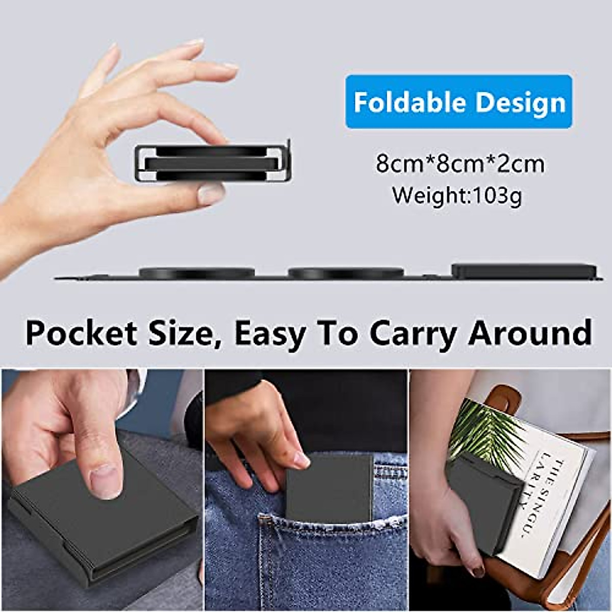 [Dual 15W] Foldable Fast Wireless Charger, 3 in 1 Travel Magnetic Wireless Charger, Wireless Charging Pad Compatible with Mag-Safe Charger for iPhone 14/13/12, Samsung Galaxy, Apple Watch, AirPods Pro