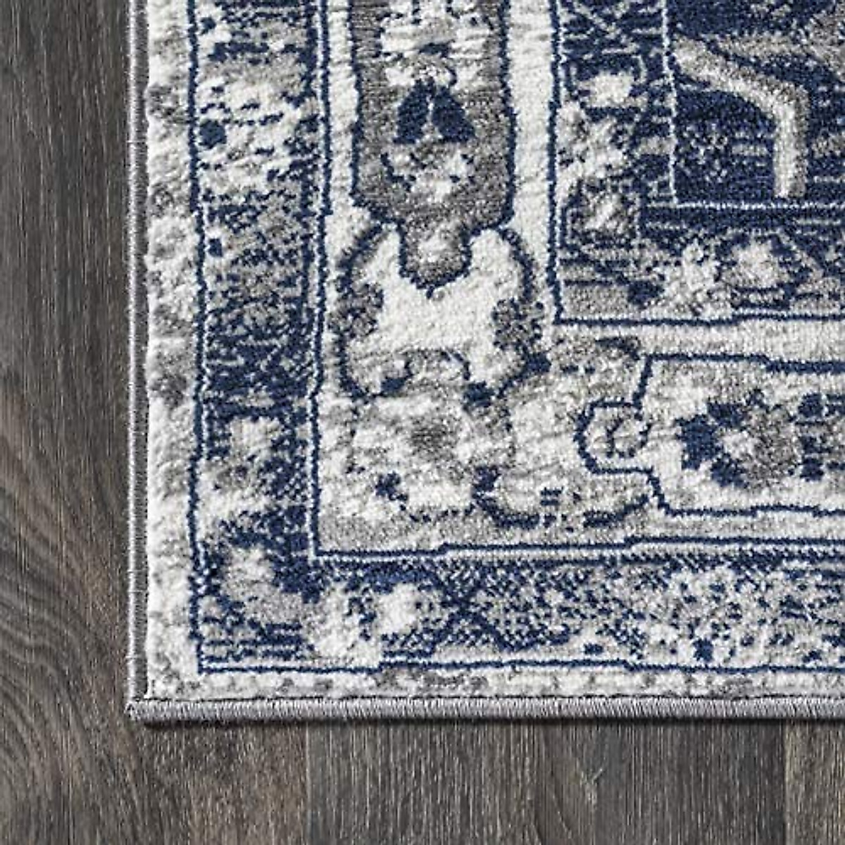 JONATHAN Y MDP106B-8 Modern Persian Vintage Medallion Traditional Indoor Area -Rug Country Easy -Cleaning Bedroom Kitchen Living Room Non Shedding, 8 X 10, Light Grey/Navy