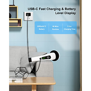 Electric Spin Scrubber, Leebein 2022 New Cordless Cleaning Brush with 8 Replaceable Drill Brush Heads, Tub and Floor Tile 360 Power Scrubber Mop with 54 Inch Adjustable Handle for Bathroom Kitchen Car