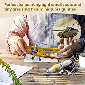 Miniature Paint Brushes, Set of 10 Pcs Paint Brushes for Acrylic Painting, Watercolor, Oil, Citadel, Figurine, Craft, Models, Nail Art, Face Painting and Paint by Numbers Kit for Adults