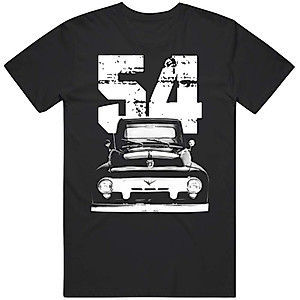1954 Classic F100 Pickup Truck Front View with Year T Shirt XL Black