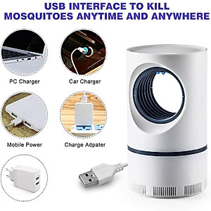 Mosquito Trap, Bug Zapper Indoor, USB Mosquito Zapper Indoor, UV Light Mosquito Lamp Traps Mosquito Flying and Insects, Mosquito Killer for Home, Indoor, Outdoor, Patio (White)
