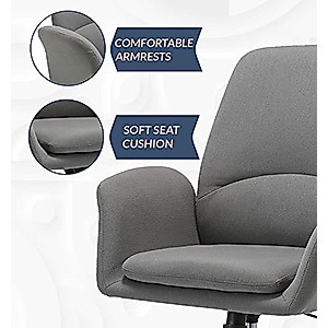 NOVIGO Upholstered Home Office Chair with Comfy Back Support for Conference Room Study Grey