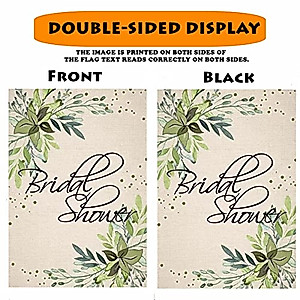 BUYITO Bridal Shower Garden Flag 12x18 Inch Double Sided, Eucalyptus Floral Rustic Greenery Yard Decoration Flag Small Vertical Premium Burlap Rustic Welcome Yard Flag for Farmhouse Outside Outdoor Flags Bridal Party Celebration Banner