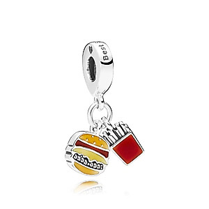 Hamburger Dangle Charm 925 Sterling Silver Fruits Charm Beads for Fashion Charms Bracelet & Necklace