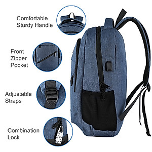 Mecrowd Laptop Backpack for Men, Business Anti Theft Backpack with USB Charging Port, 15.6 Inch Large Backpack for Travel Hiking, College School Bookbag Casual Daypack (Blue)