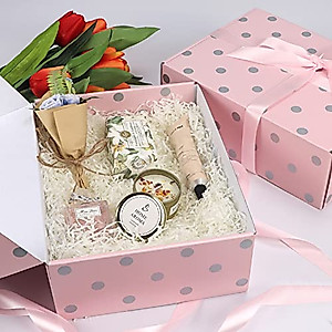 Rempry 12x9x4 Inches Large Gift Box 18 Pack, Pink Polka Dot Gift Box with Lids, Cardboard Gift Boxes for Women Presents, Birthday, Party Favor, Wedding, Christmas, Halloween