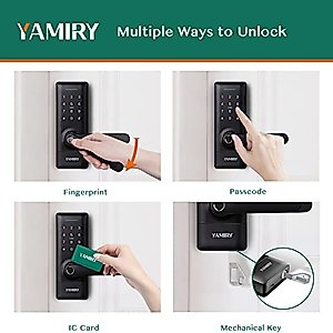 Smart Door Lock, Yamiry Smart Door Handle, Biometric Fingerprint Door Lock, Keyless Entry Door Lock with Handle, Electronic Door Lock, Code Door Lock with Keypad, WiFi Door Lock with APP Control