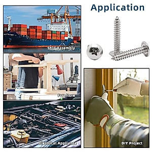 #14 x 1" Truss Head Self Tapping Wood Screws Sheet Metal Screws, 304 Stainless Steel 18-8, 25 PCS