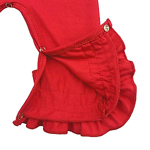 OwlFay Toddler Little Girls Baby 1st Valentine‘s Day Romper Icing Ruffle Bottoms Long Sleeve Jumpsuit Playwear Pants Floral Printed Romper Summer Fall Birthday Outfits Party Clothes Red 0-3 Months