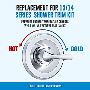 Replacement for Delta Classic 13 Series Single-Function Trim Kit, T13020 Chrome Shower Handle, Fit Delta Shower Valve R10000 Series (Cartridge Included)
