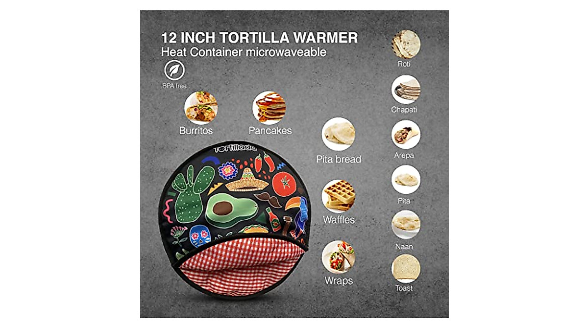 Tortillada 12 Inch Microwaveable Tortilla Warmer for Flat Breads