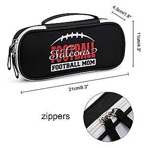 Football Mom Printed Pencil Case Bag Stationery Pouch with Handle Portable Makeup Bag Desk Organizer