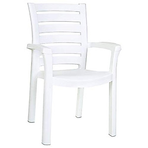 Compamia Marina Resin Patio Dining Arm Chair in White (Set of 4)
