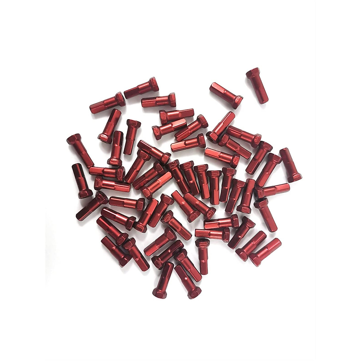TRENDYBOY 72pcs Road Bike Aluminum Nipple Gauge 14G 0.95g/pc 14mm Hex Head Road Bike Spoke Parts Black Red (Color : Red 14mm)