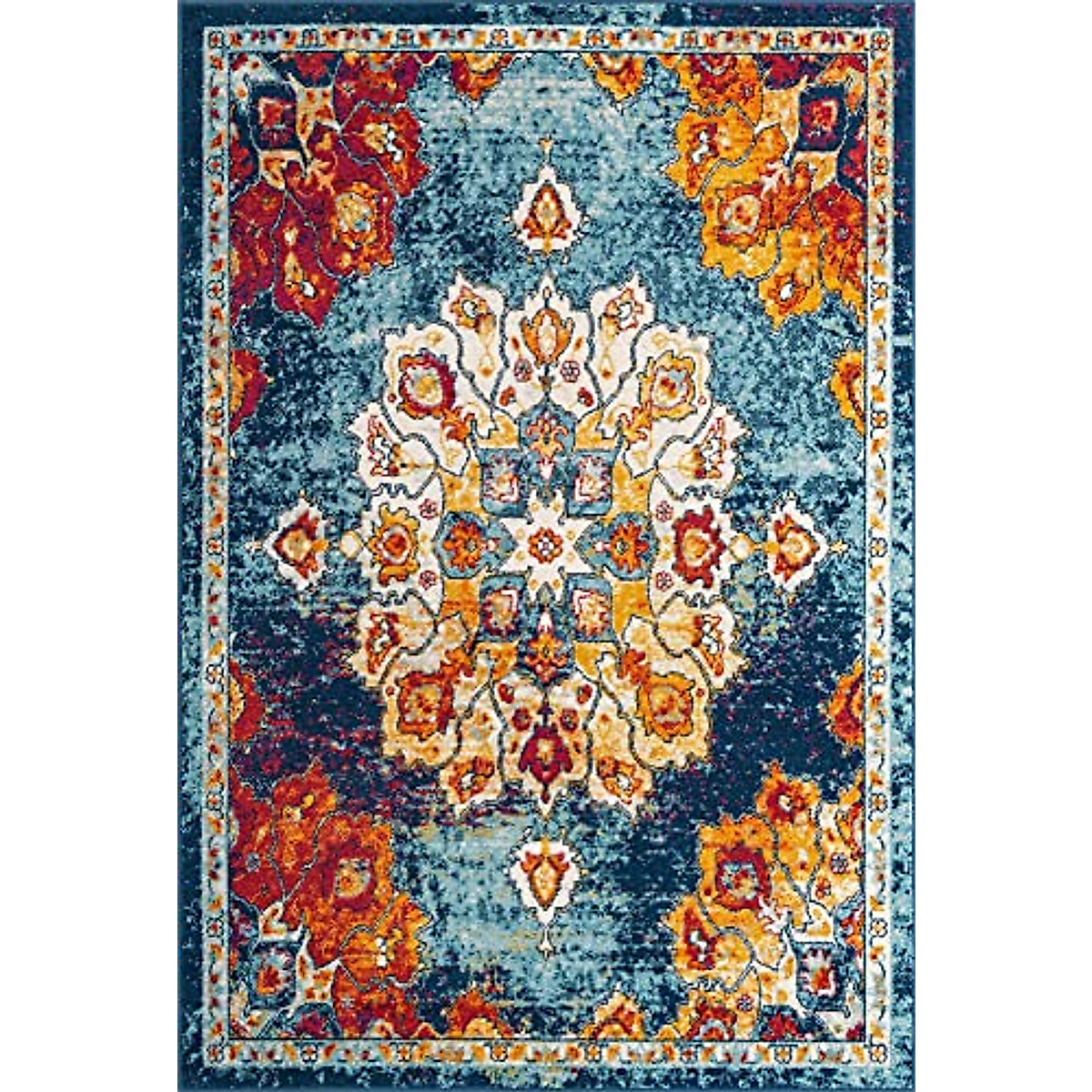 Unique Loom Parker Collection Area Rug - Kokulu (6' x 9' Rectangle, Multi/Blue)