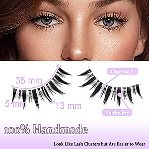 Manga Lashes, Anime Lashes Natural Look Wispy Soft Lashes Look Like Clusters 10 Pairs Pack