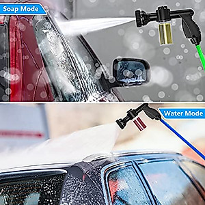 Car Wash Nozzle,Garden Hose Nozzle with Soap Dispenser and Washing Mitt,High Pressure Hose Foam Sprayer Garden Water Gun for Car Wash,Watering Plants and Showering Pet